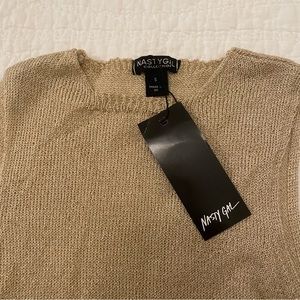 Nasty Gal | Dresses | Nwt Nasty Gal Gold Metallic Ruched Mini Beach ...